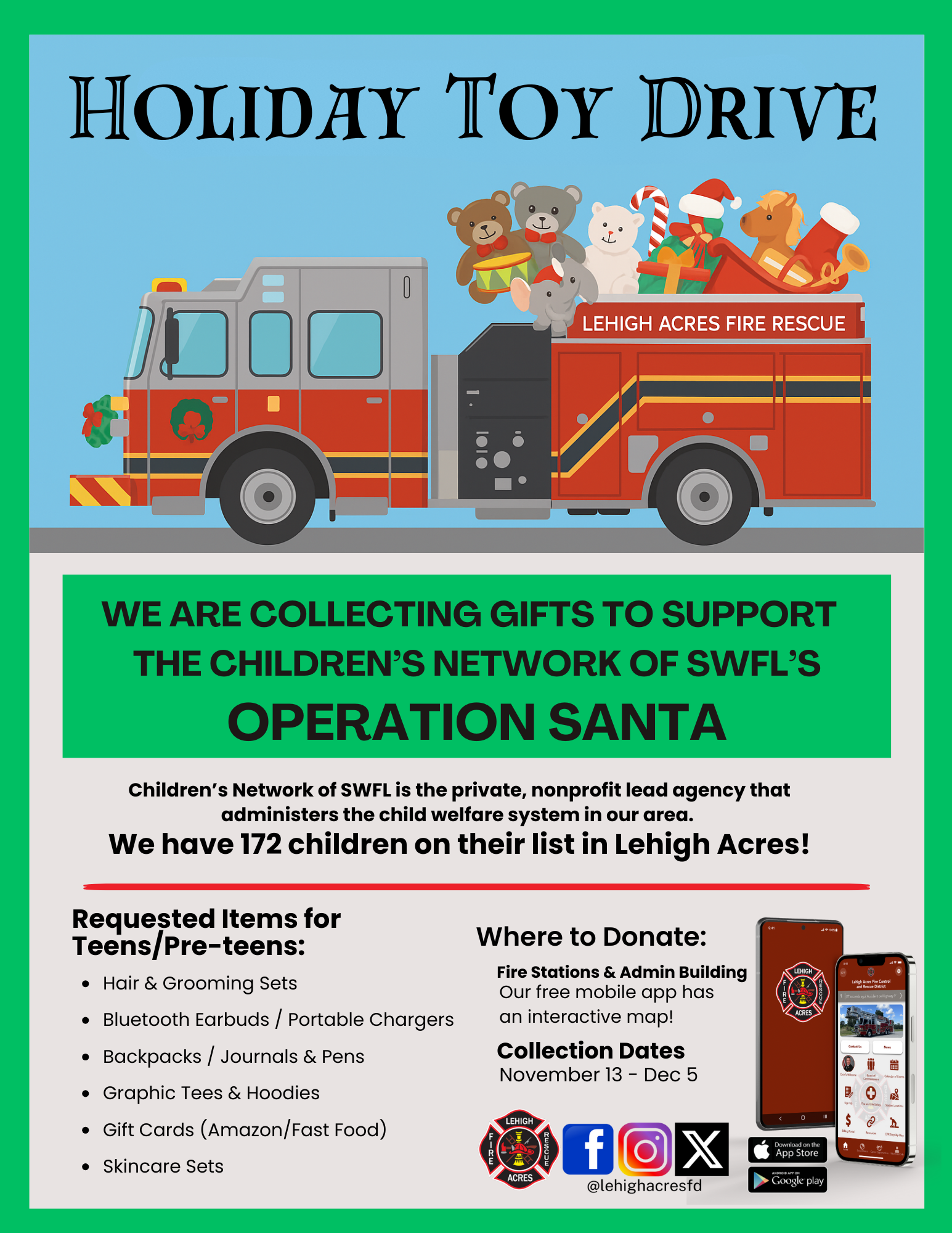Operation Santa Toy Drive | Lehigh Acres Fire Control and Rescue ...